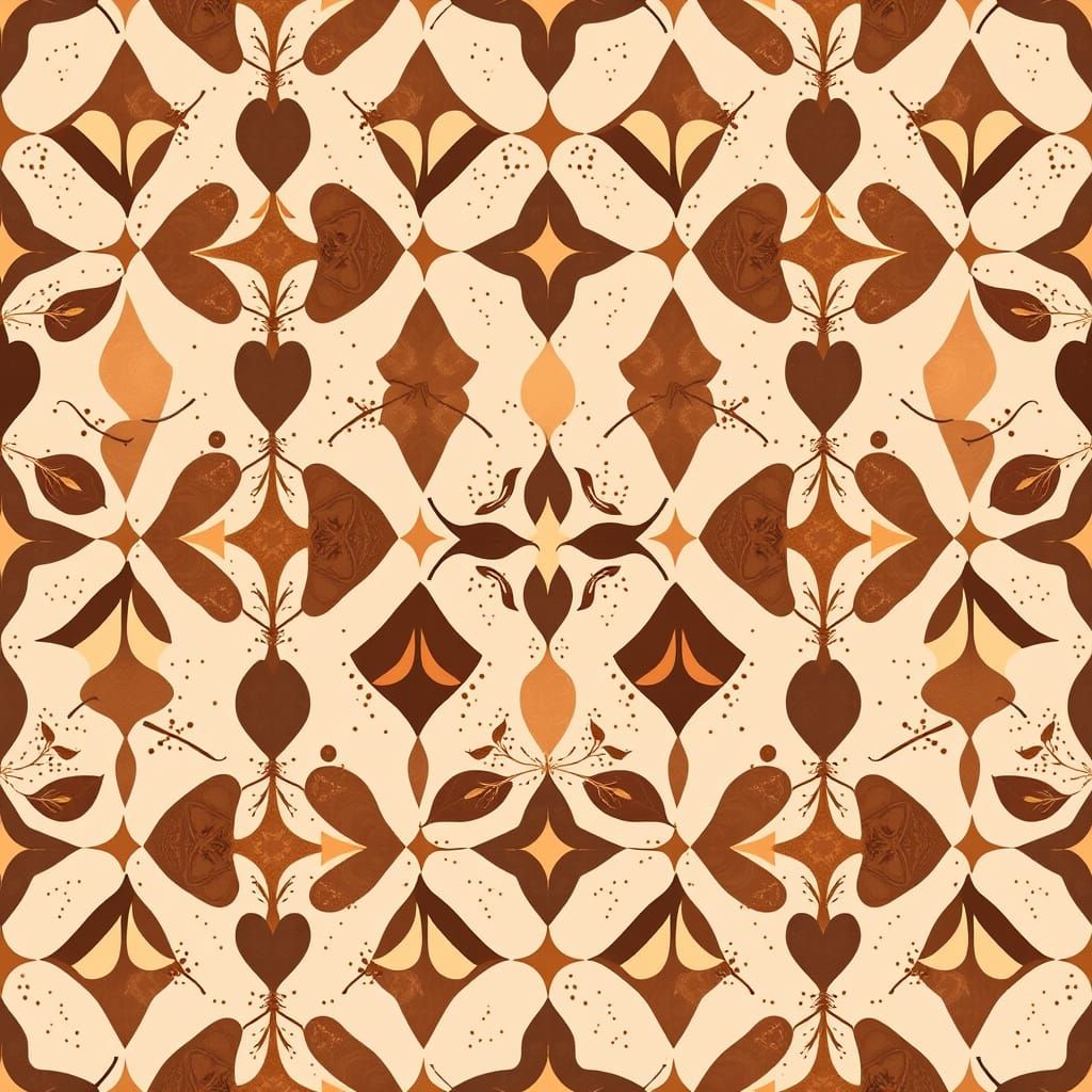 Warm Mocha Pattern with Geometric Shapes and Gold ... - AI Art