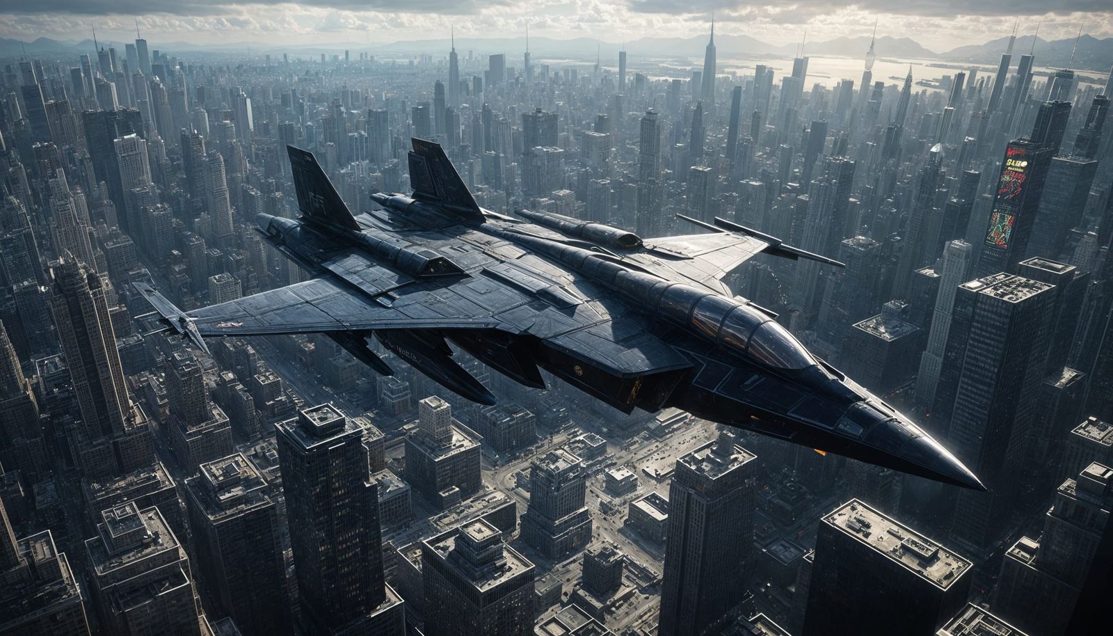 X-Jet Soaring Over Times Square: Cinematic Digital... - AI Art