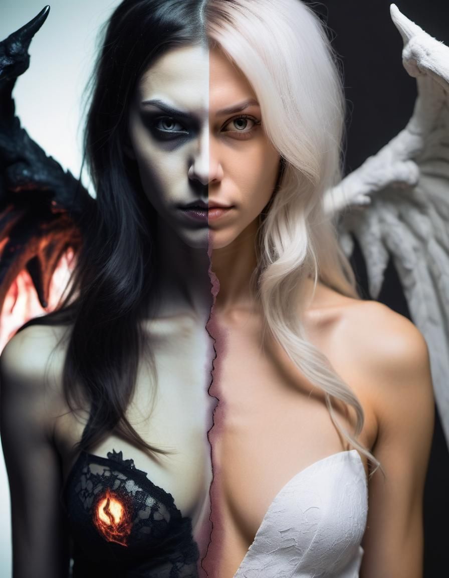 half demon half angel - AI Generated Artwork - NightCafe Creator