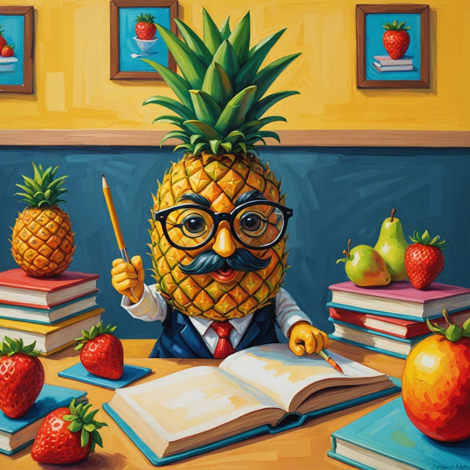 Chibi-style pineapple teacher - AI Generated Artwork - NightCafe Creator