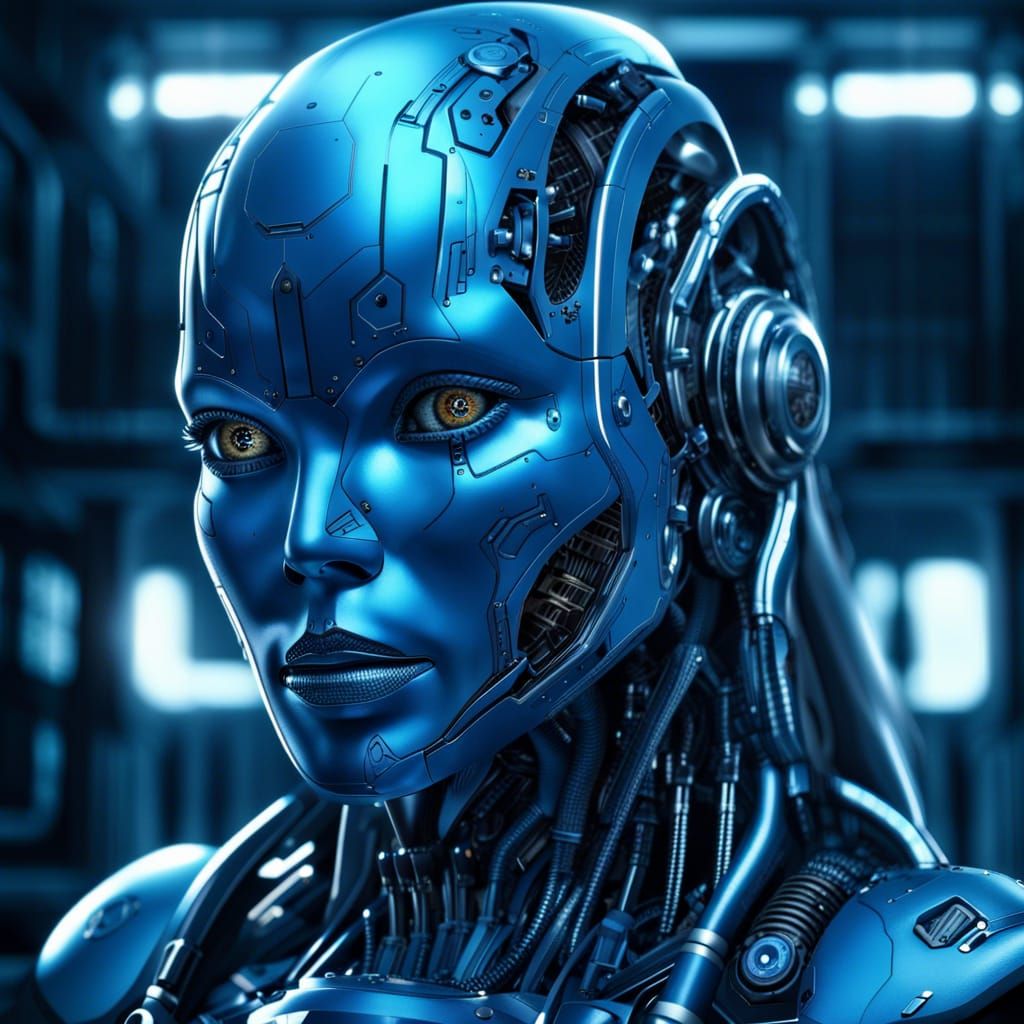 blue cyborg - AI Generated Artwork - NightCafe Creator