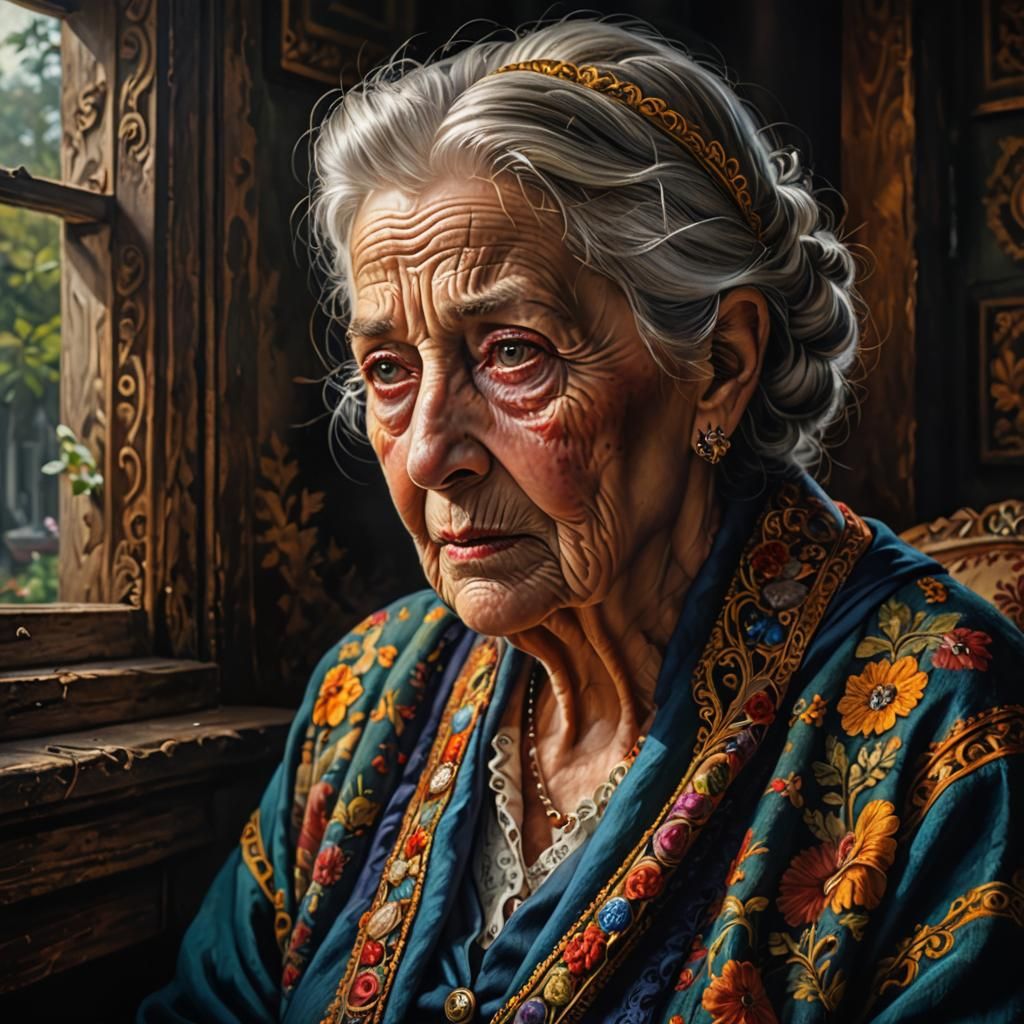 An old lady reminiscing about her life - AI Generated Artwork ...
