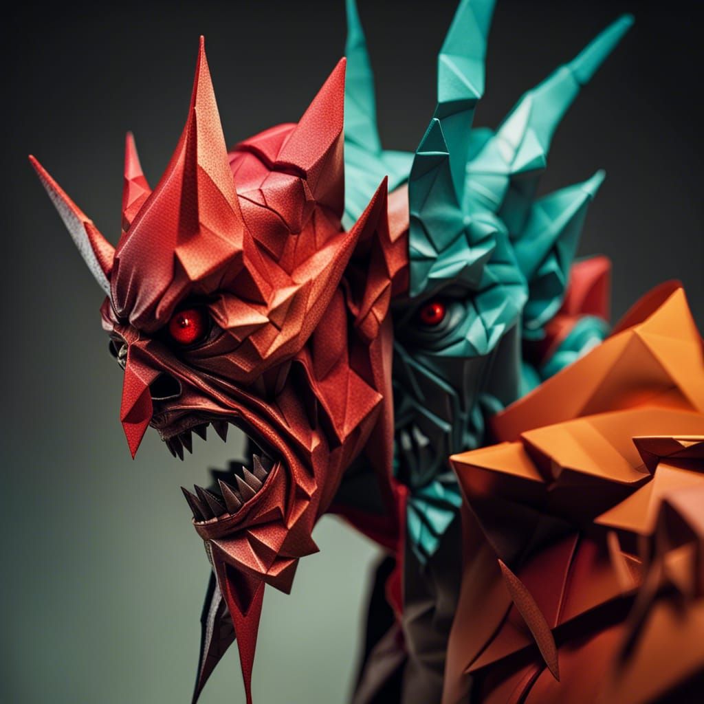 The origami demon - AI Generated Artwork - NightCafe Creator