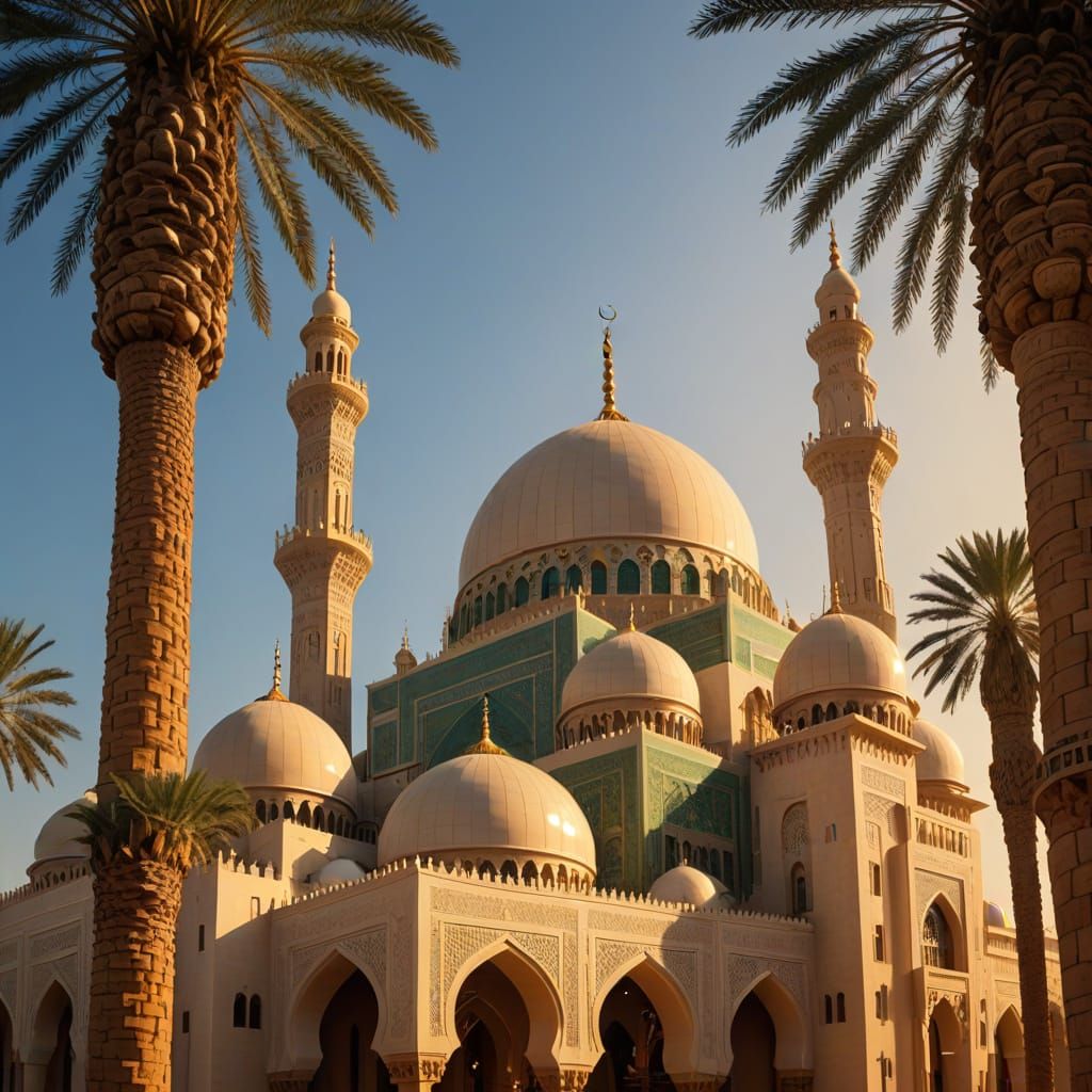 Masjid - Surreal Mosque Architecture in Warm Golden Light