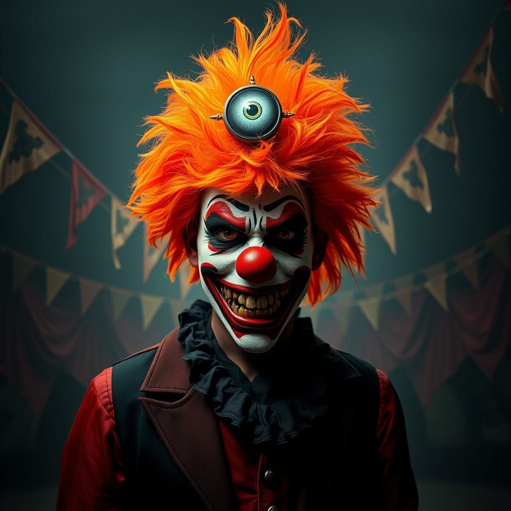 Clown With Third Eye - Grotesque Carnival Performer with Thi...