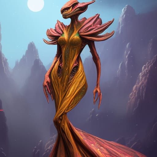 alien in a prom dress - AI Generated Artwork - NightCafe Creator