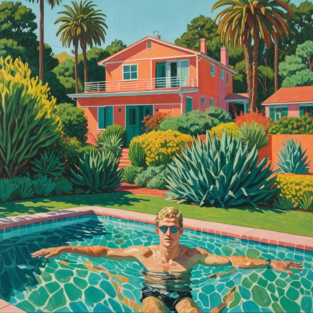 Hockney pools - AI Generated Artwork - NightCafe Creator