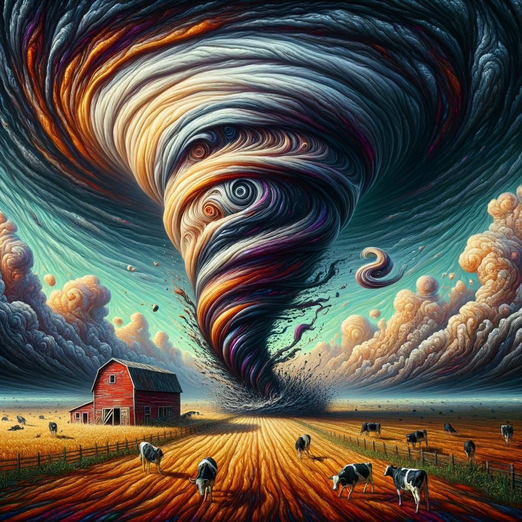 Surreal Tornado Unleashes Chaos on Rural Farm in C... - AI Art