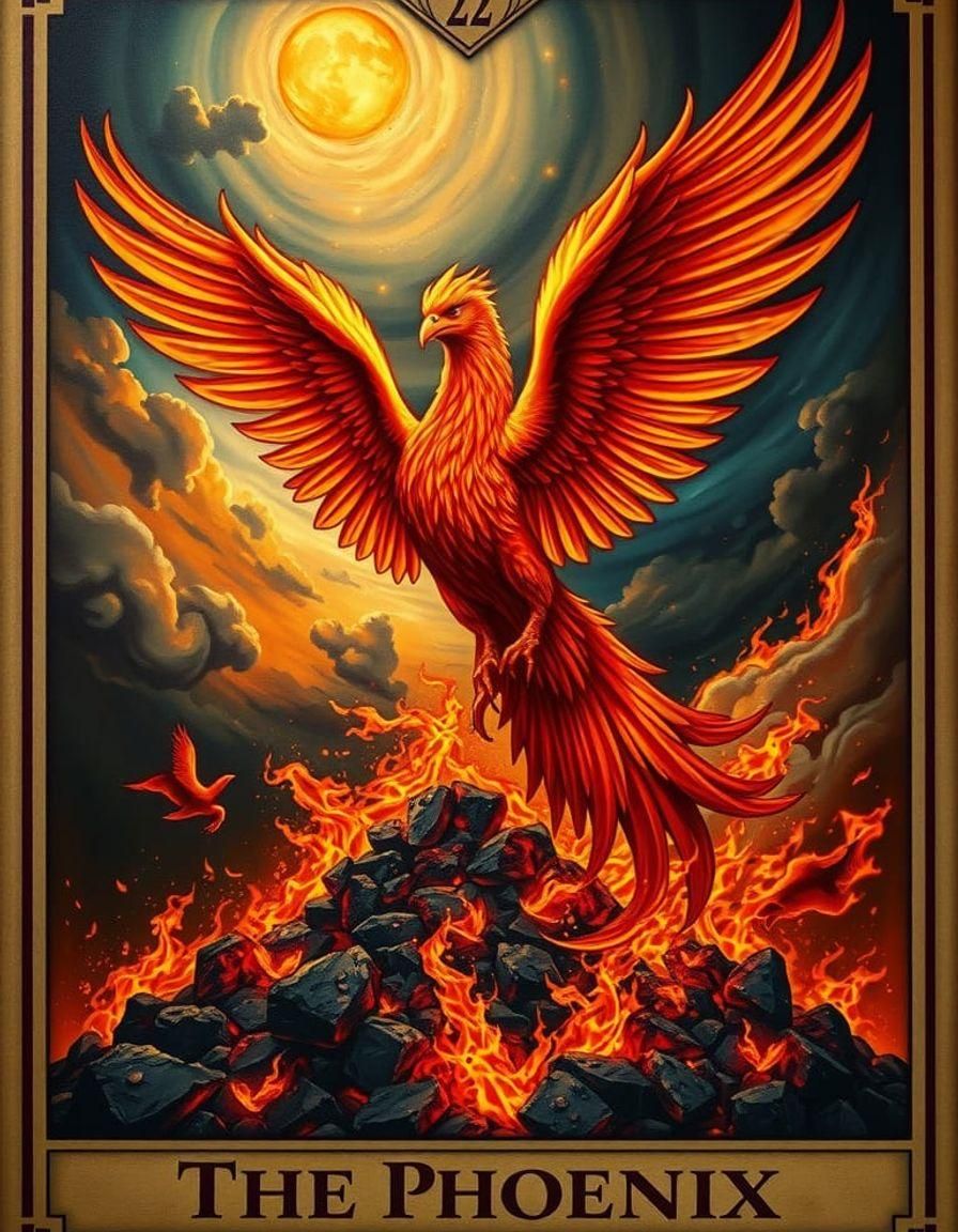 The Phoenix Tarot card - AI Generated Artwork - NightCafe Creator