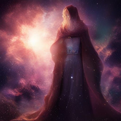 Cloaked cosmic figure - AI Generated Artwork - NightCafe Creator