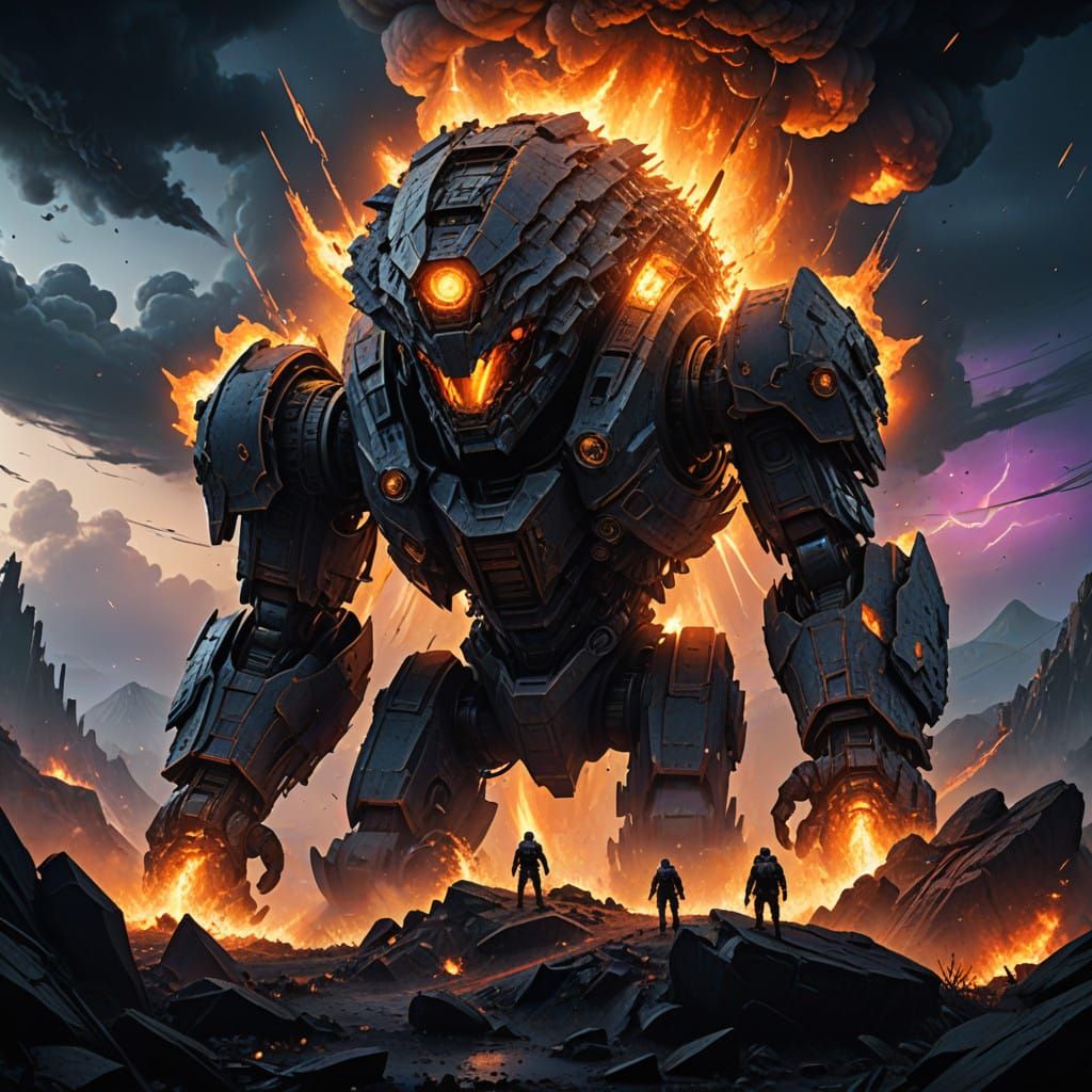 Asteroid Annihilation in Cosmic Inferno - AI Art