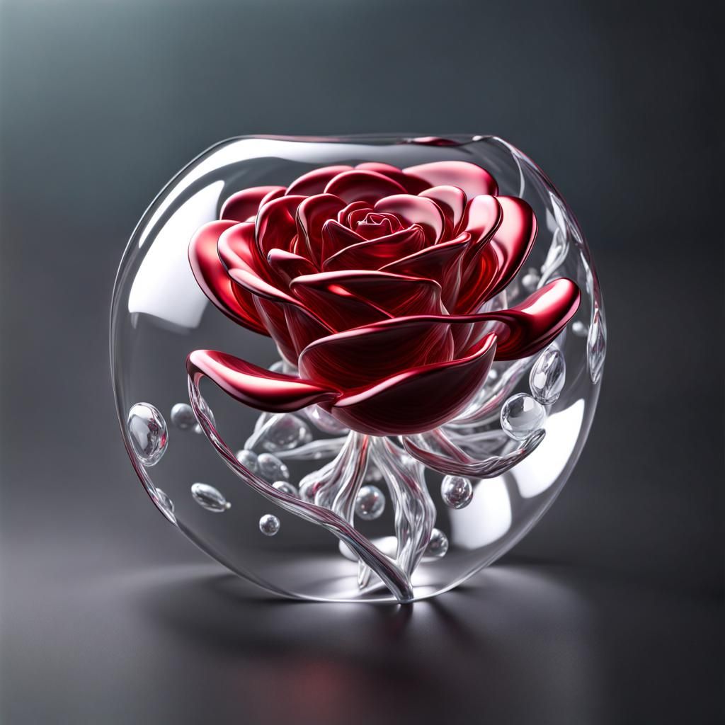 Glass Rose v3 - AI Generated Artwork - NightCafe Creator