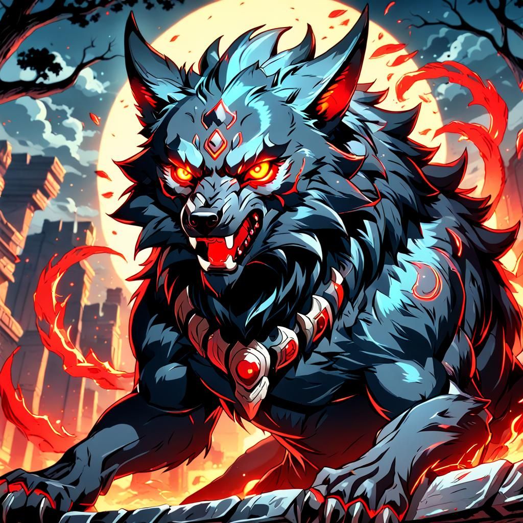 Demon Wolf. @AloneMARLA - AI Generated Artwork - NightCafe Creator