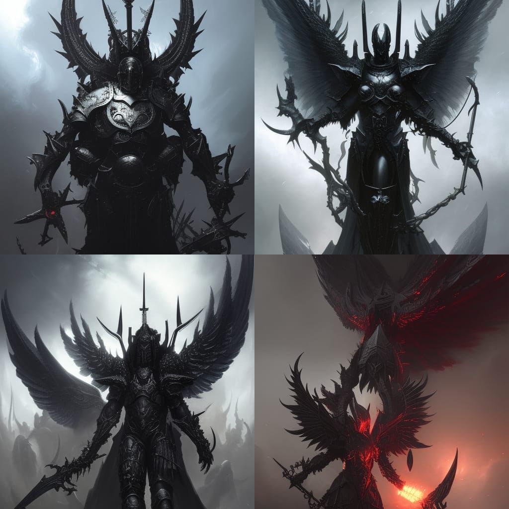 Black god of dark technology fully armored and terrifying armored lord ...
