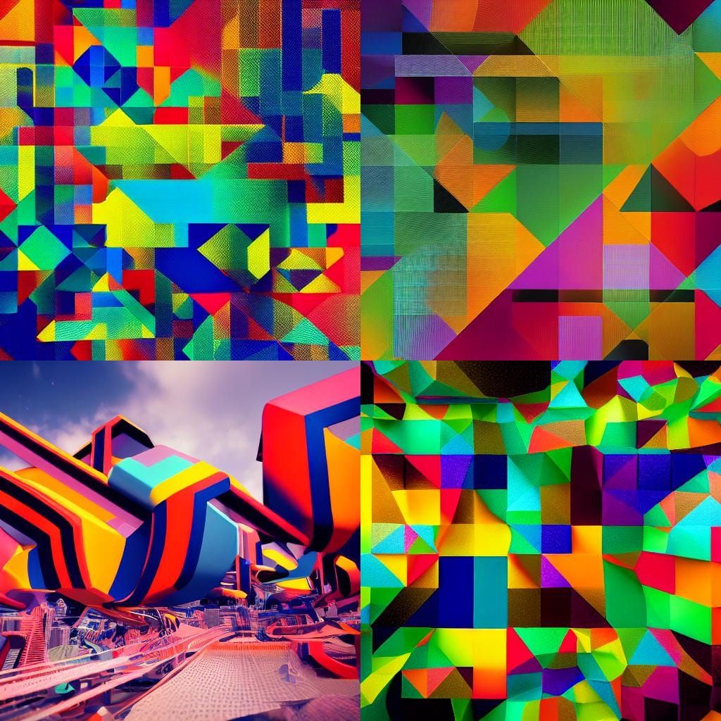 colourful geometric abstract shapes and lines Bauhaus. 3D Game ...