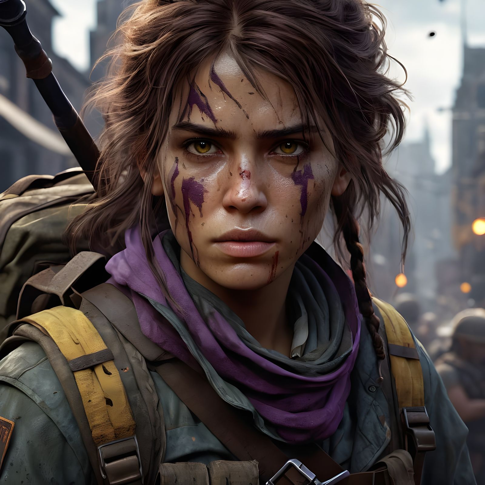 Portrait of a Warrior on the Road - Hyper-Realistic Warrior ...