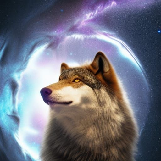 celestial dire wolf fur made of the galaxy, celestial being, milky way ...