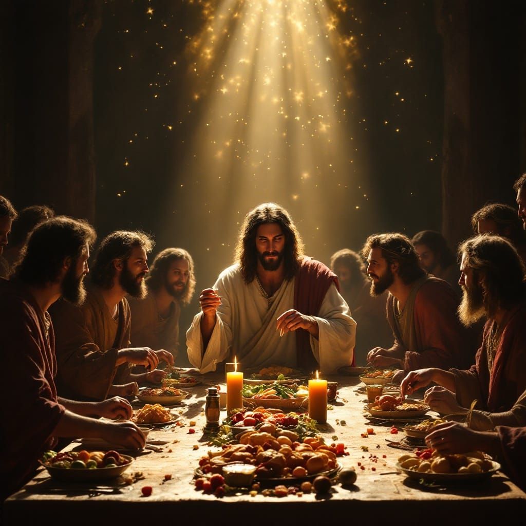 Jesus and Disciples Feast in Heavenly Realms - AI Art