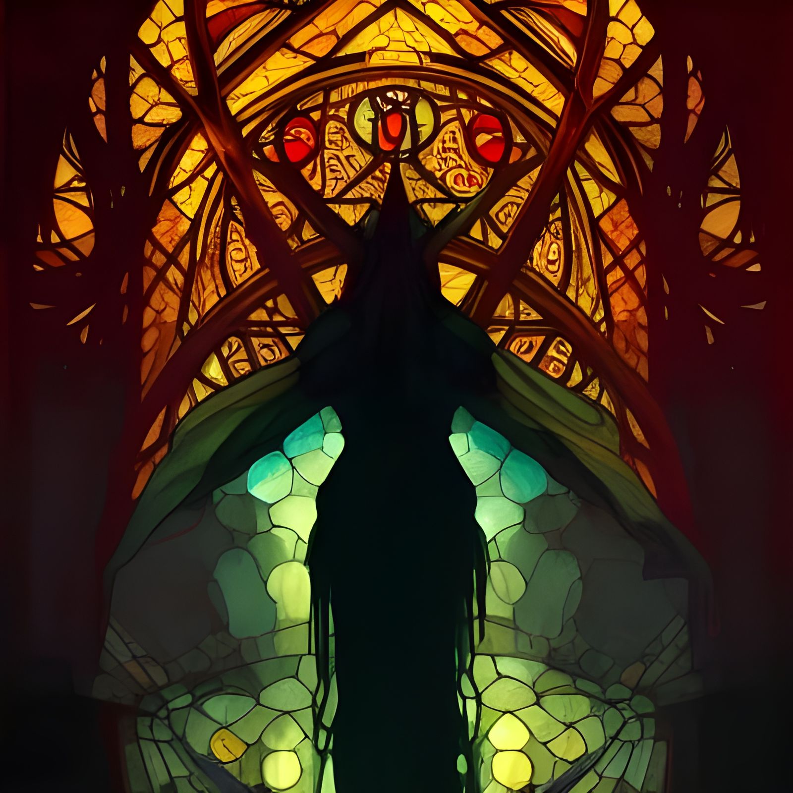 Stained glass demon - AI Generated Artwork - NightCafe Creator