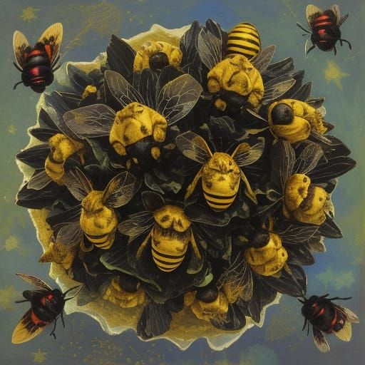 Vampire Bees in Artistic Fusion - AI Art