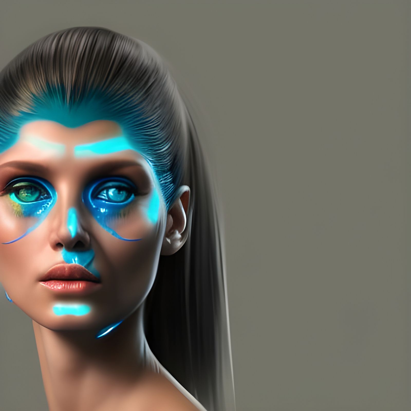 stunningly beautiful female alien with white skin and lots of tiny blue ...