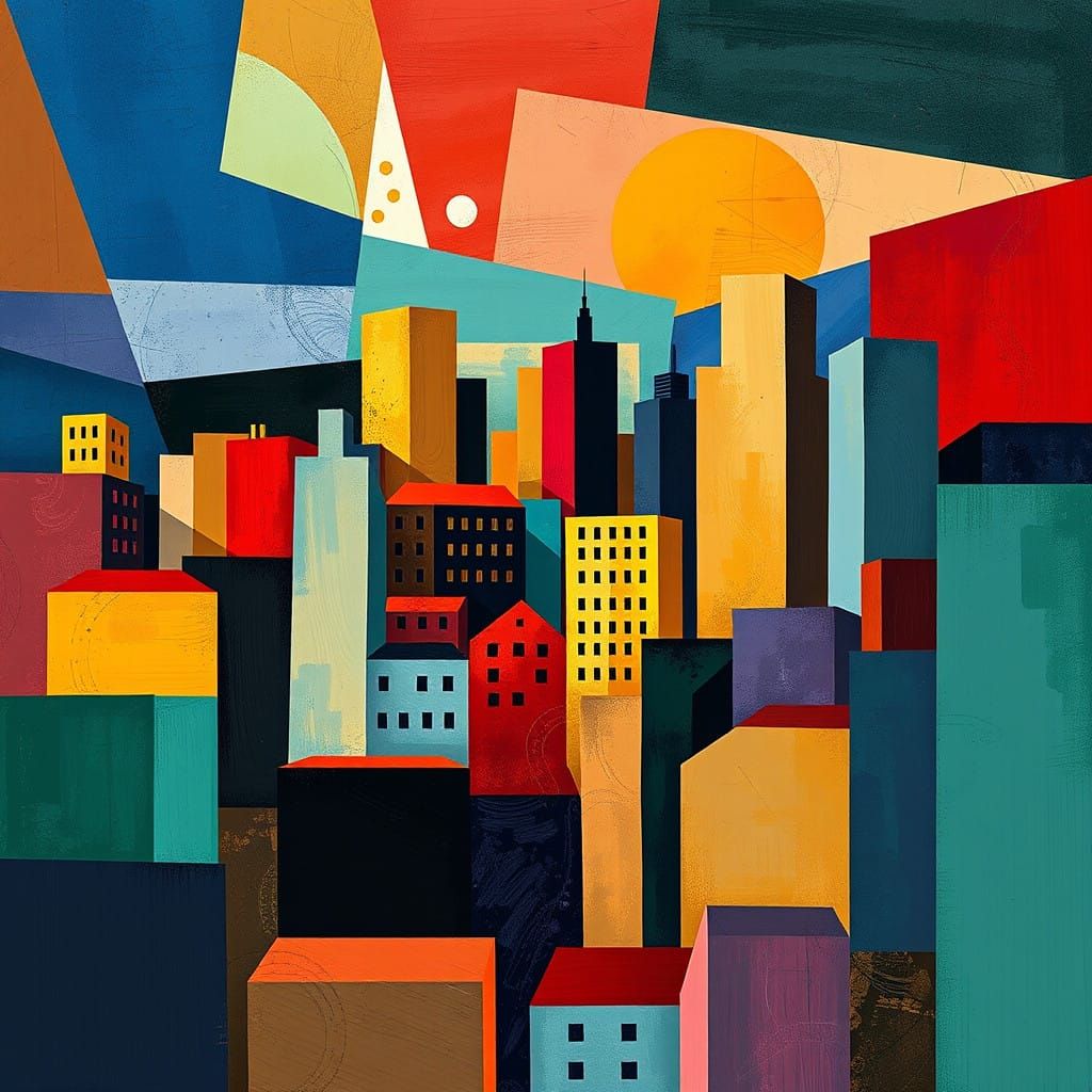 Cubist. Minimalist. Abstract. Naive. Cubist Cityscape. Palette Knife ...