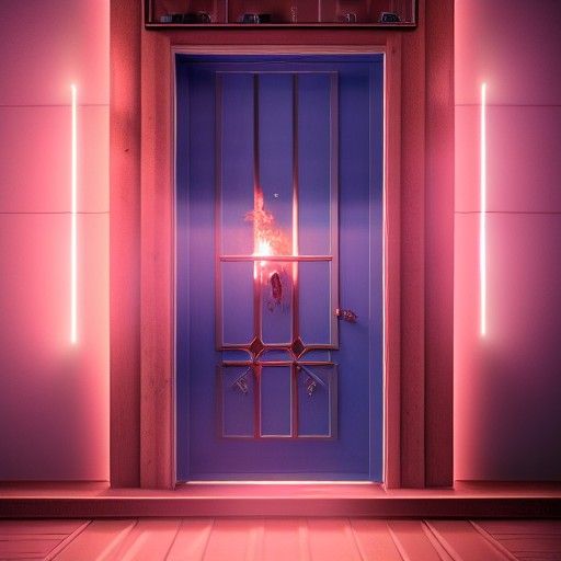 A Highly Detailed Rendering of a magic blue fire lighting door ...