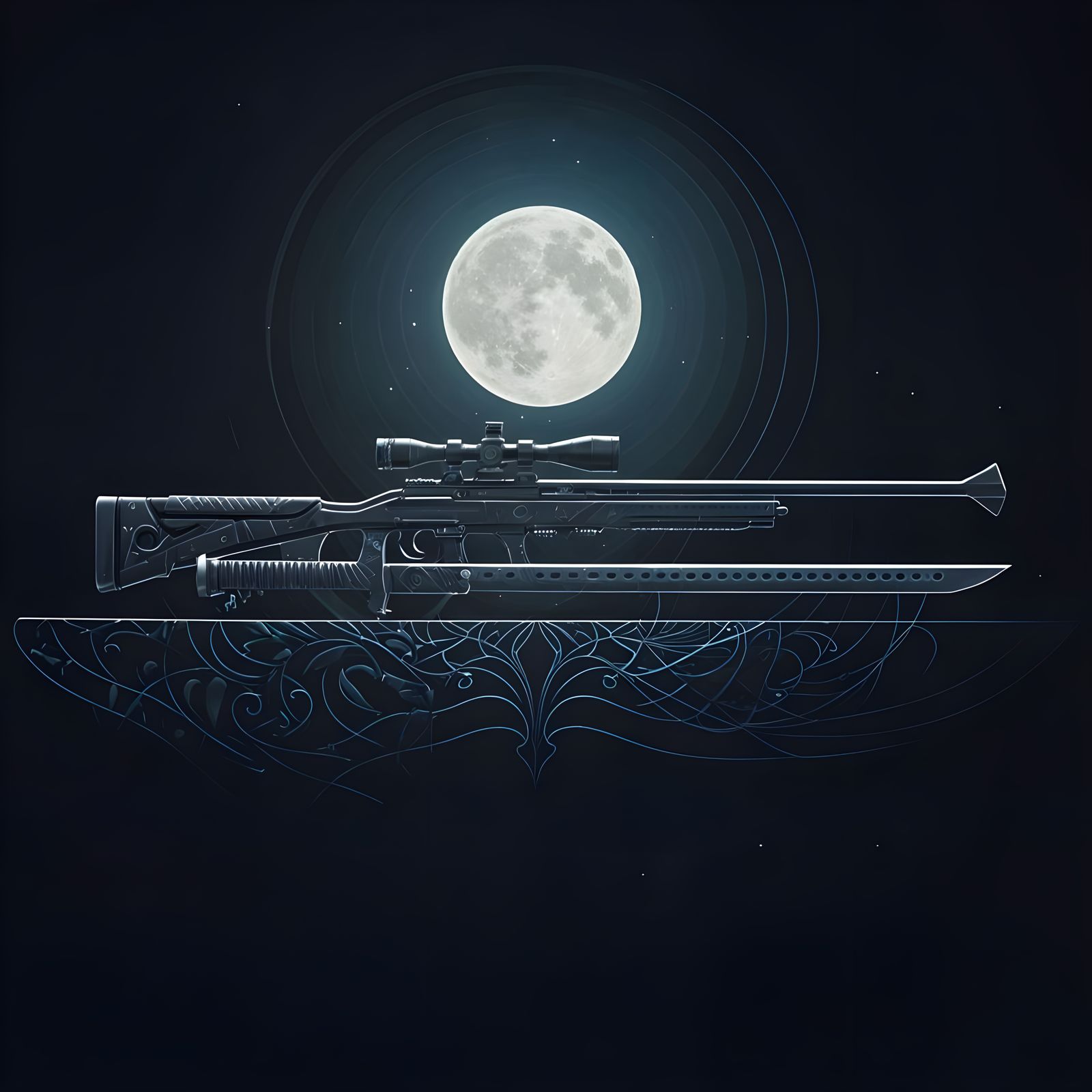 Surreal Divider Combines Sword and Sniper Rifle Un... - AI Art