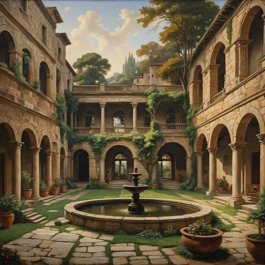The courtyard of an old Roman villa - AI Generated Artwork - NightCafe ...
