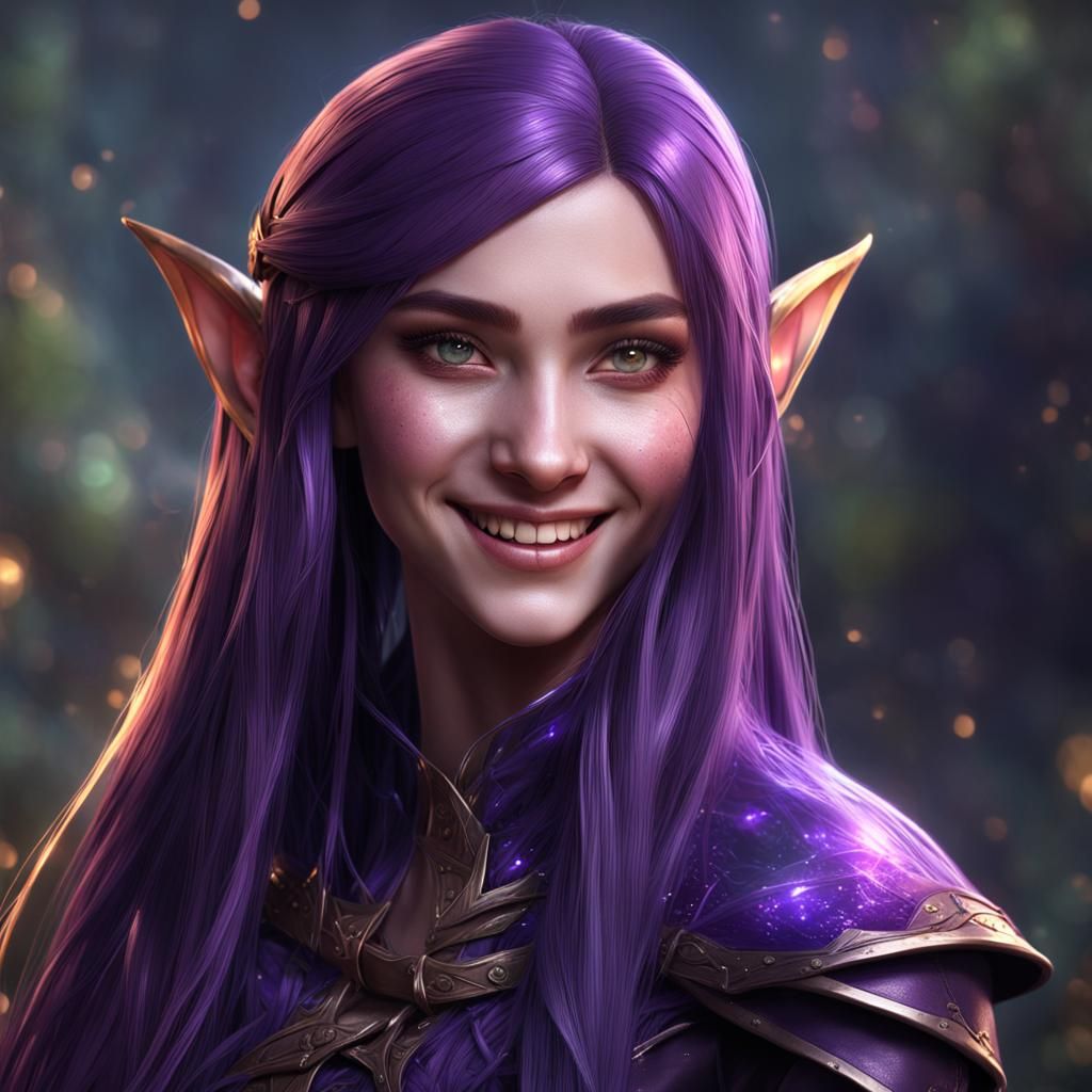 Purple Elf Smiles - AI Generated Artwork - NightCafe Creator