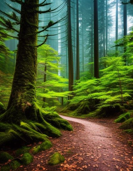 Forest path - AI Generated Artwork - NightCafe Creator