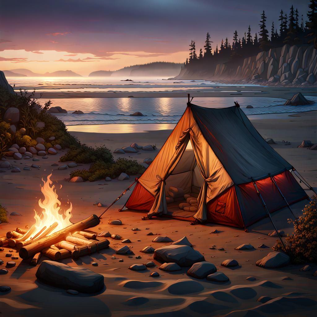 Camping along the West Coast Trail - AI Generated Artwork - NightCafe Creator