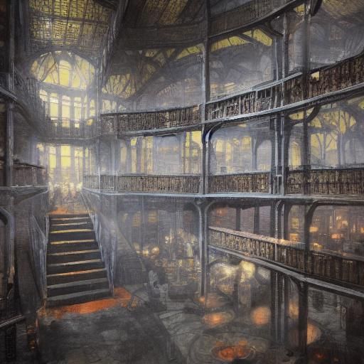 a moving prison with massive treads and a steam punk style steam ...