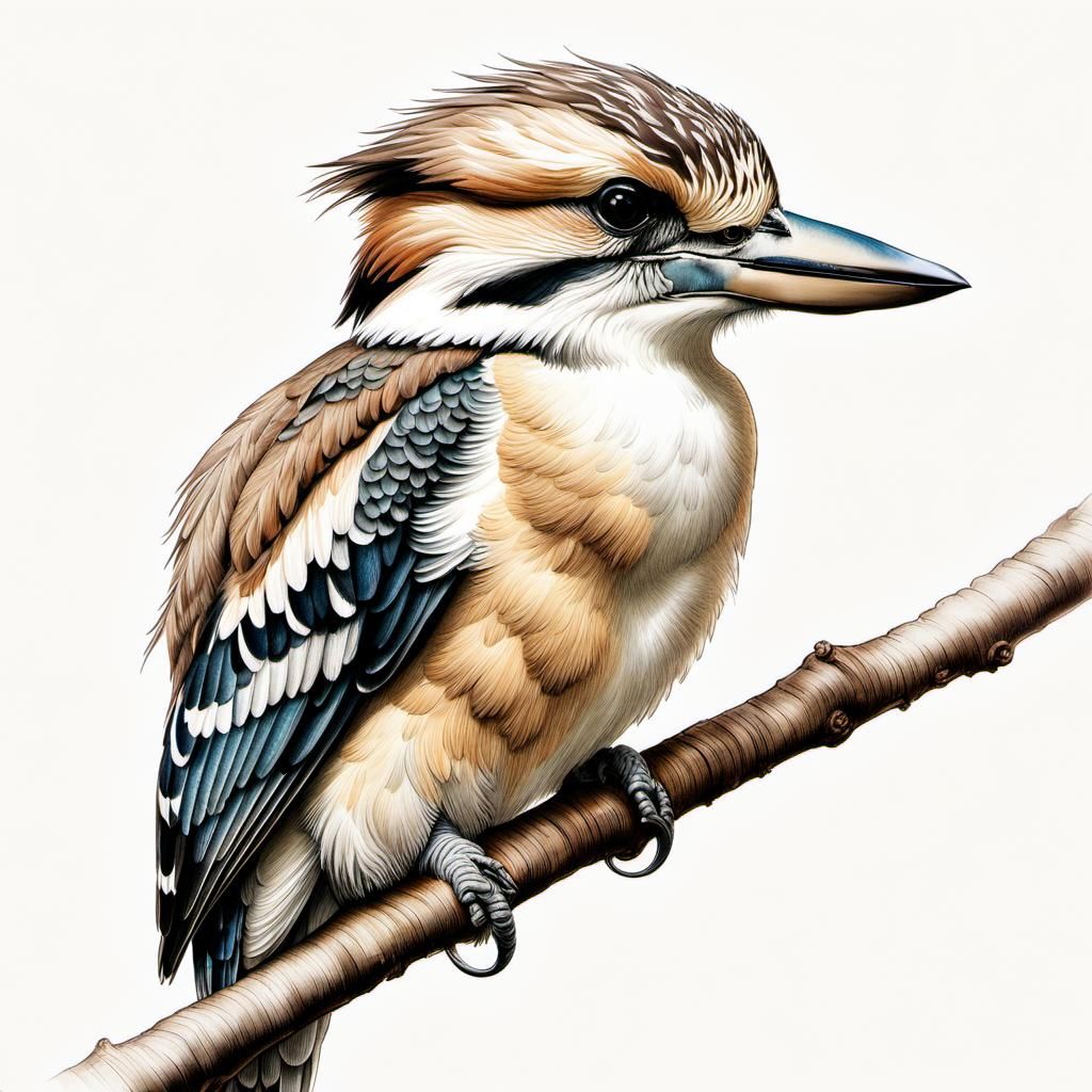 Wonderful little kookaburra, in style of Albrecht dürer, pencil drawing ...