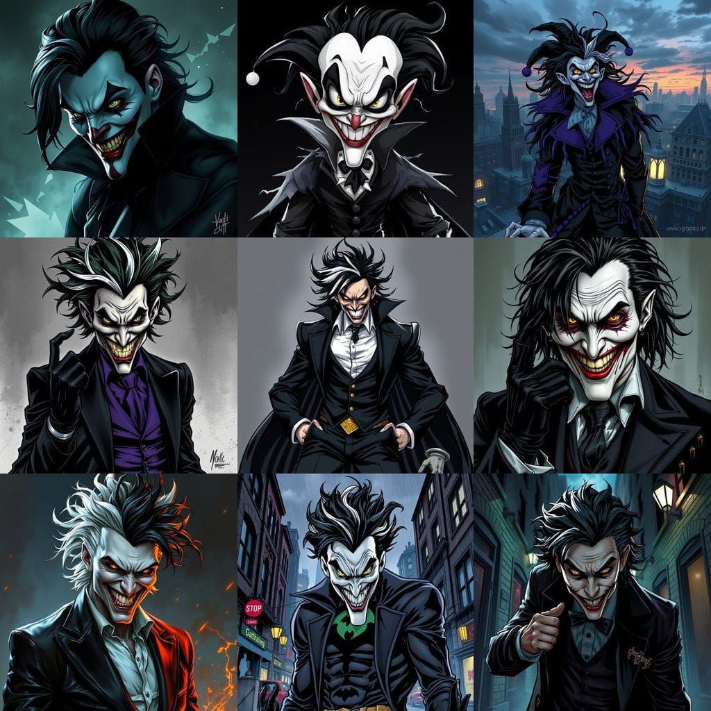 Vali Ravenclaw as a male Batman joker character with black and white ...