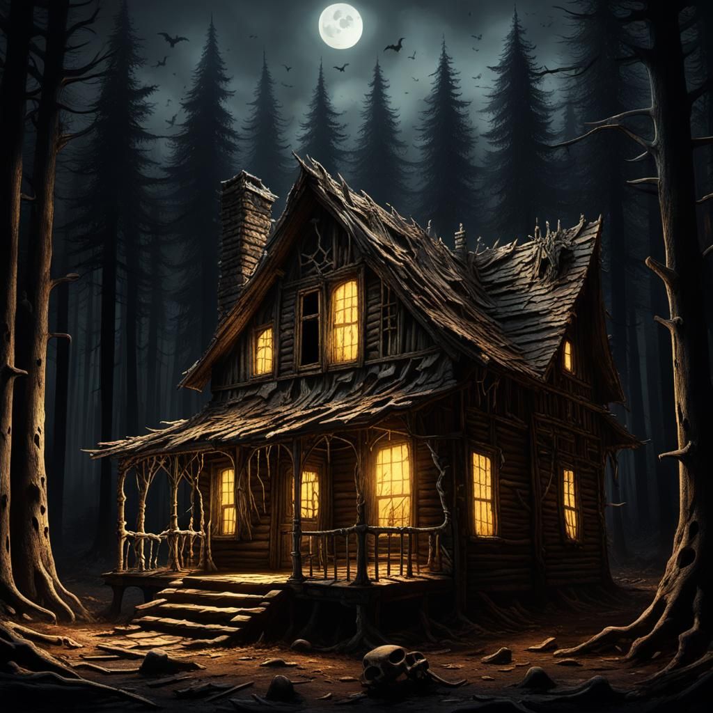 spooky cabin in the woods - AI Generated Artwork - NightCafe Creator