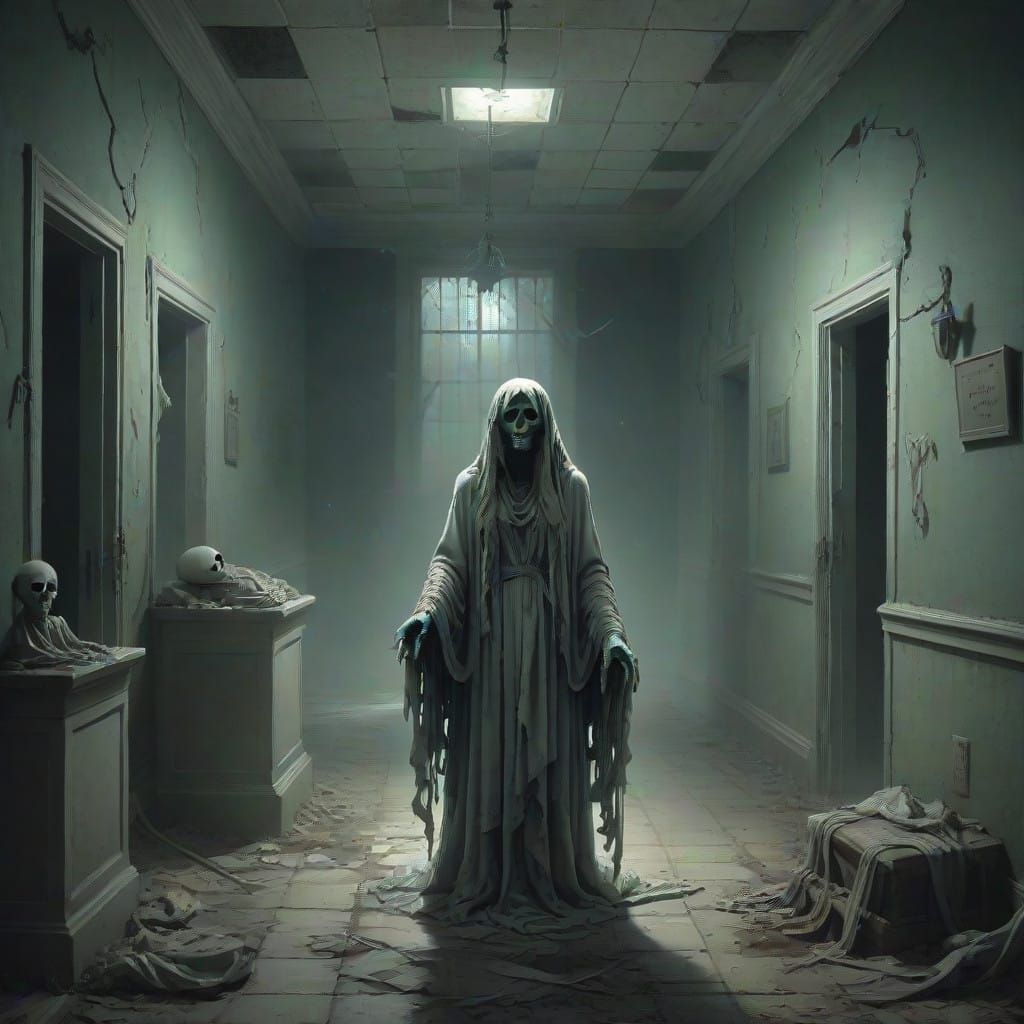 Ethereal Visitor in a Desolate Asylum - AI Art
