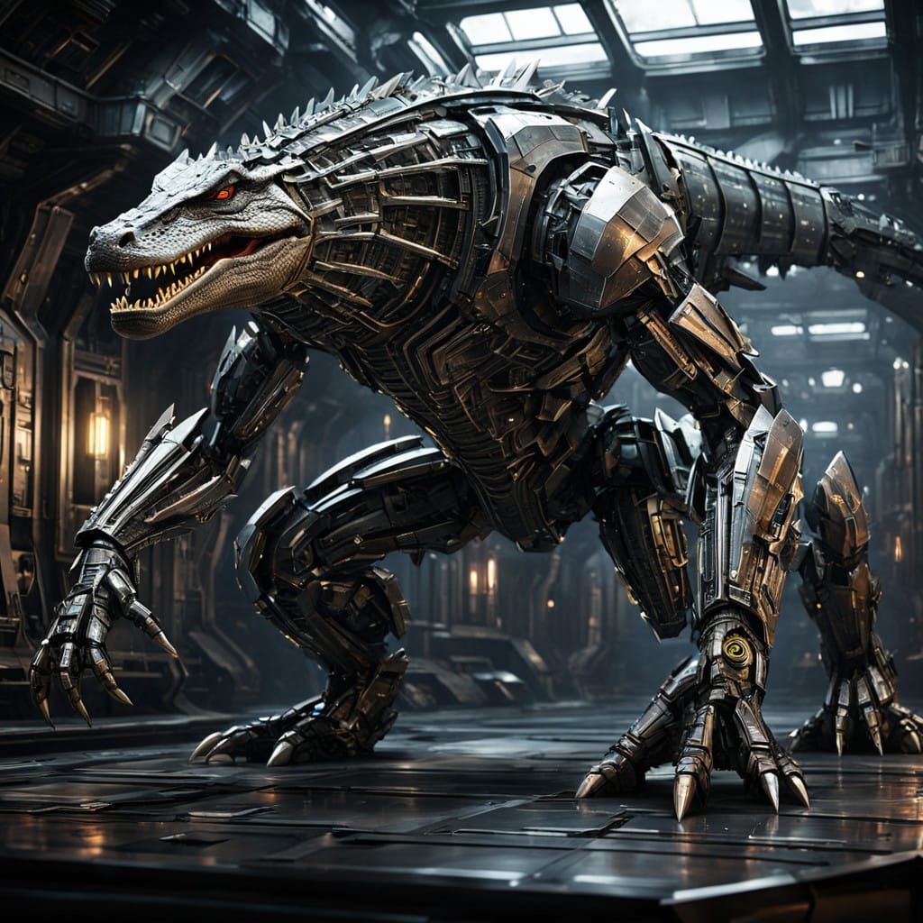 Cybernetic Crocodile Transformers Guardian of Futu... - AI Art
