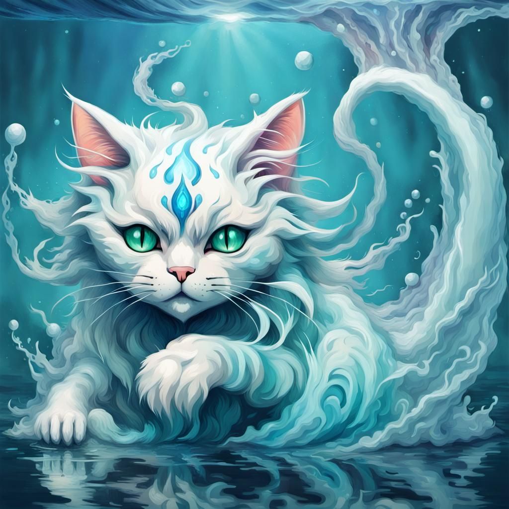 Elemental cat: Water - AI Generated Artwork - NightCafe Creator