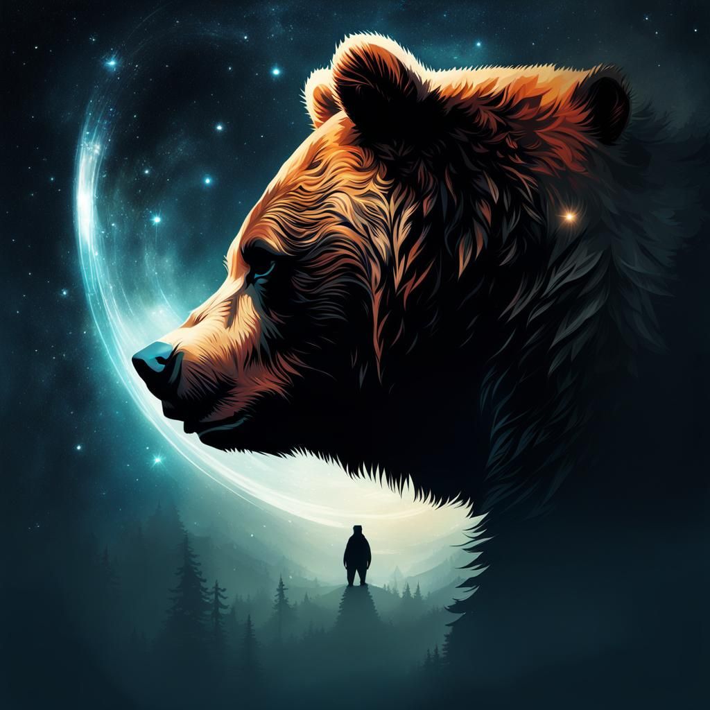 silhouette of a bear+space Double exposure galaxy bear : by Bastien Lecouffe Deharme : jeremy ...