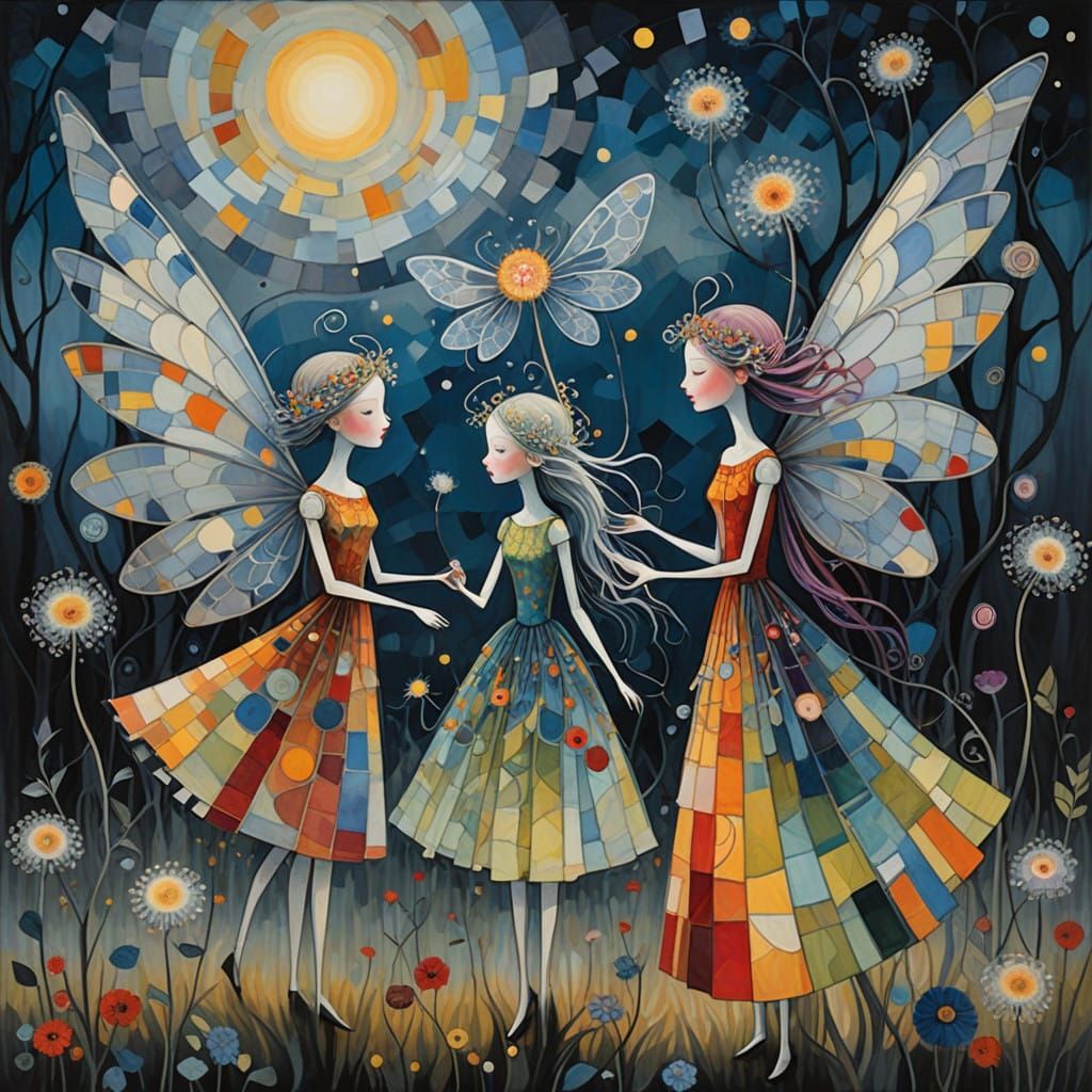 Winged fairies in a Million Dandelion dreamscape, making wishes ...