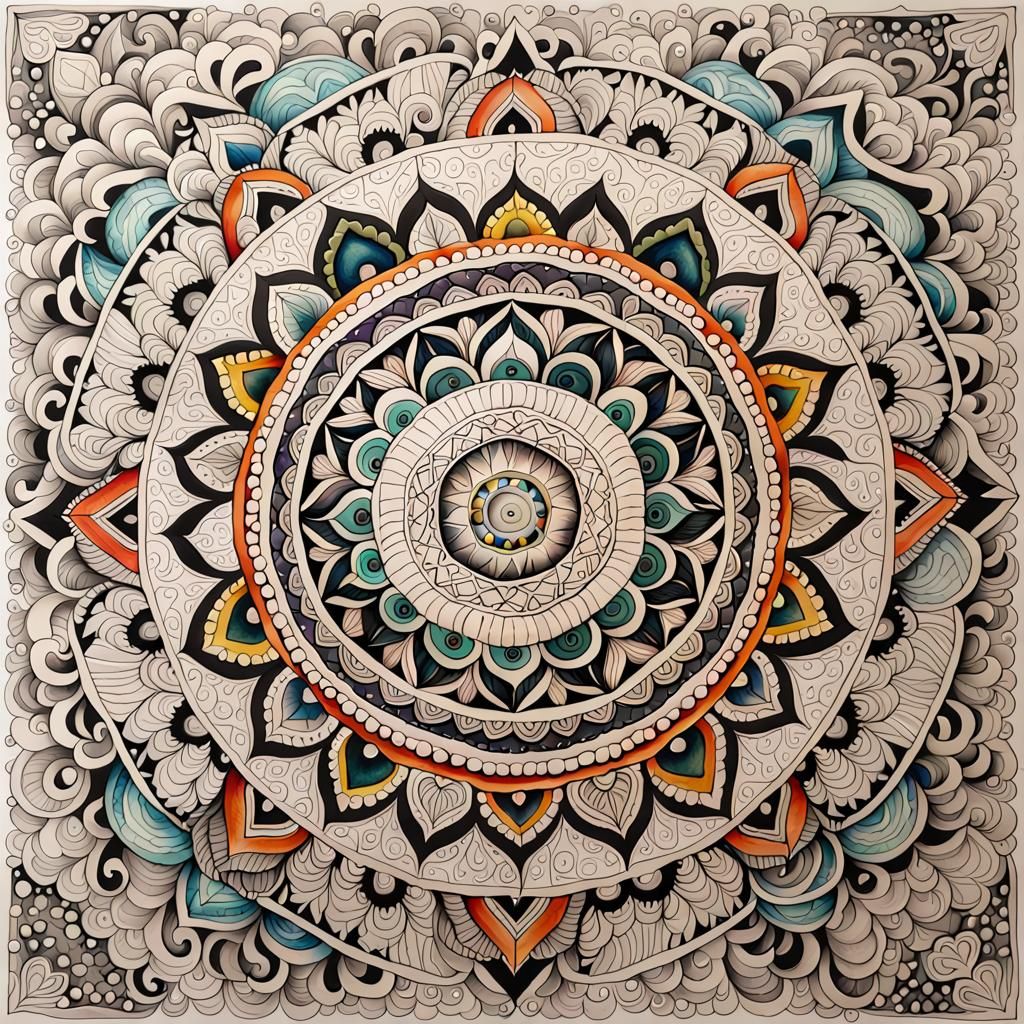 Extremely detailed drawer Mandala of love from the spiritual universe ...