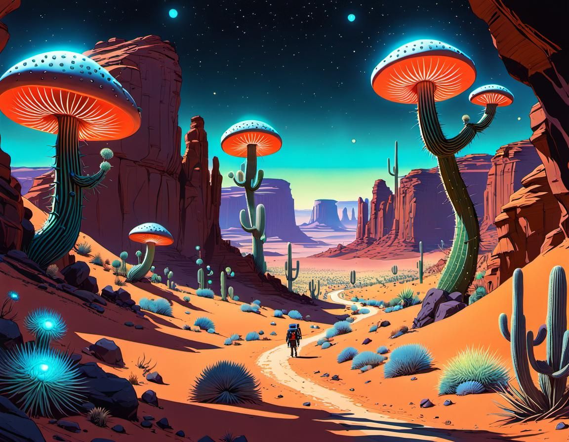Desert Canyon on an Alien World - AI Generated Artwork - NightCafe Creator