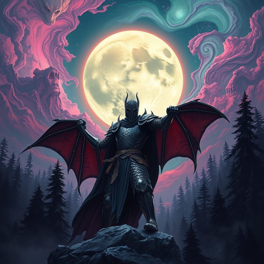 Draconic Knight - Heroic Dragon Knight Amidst Celestial Fore...