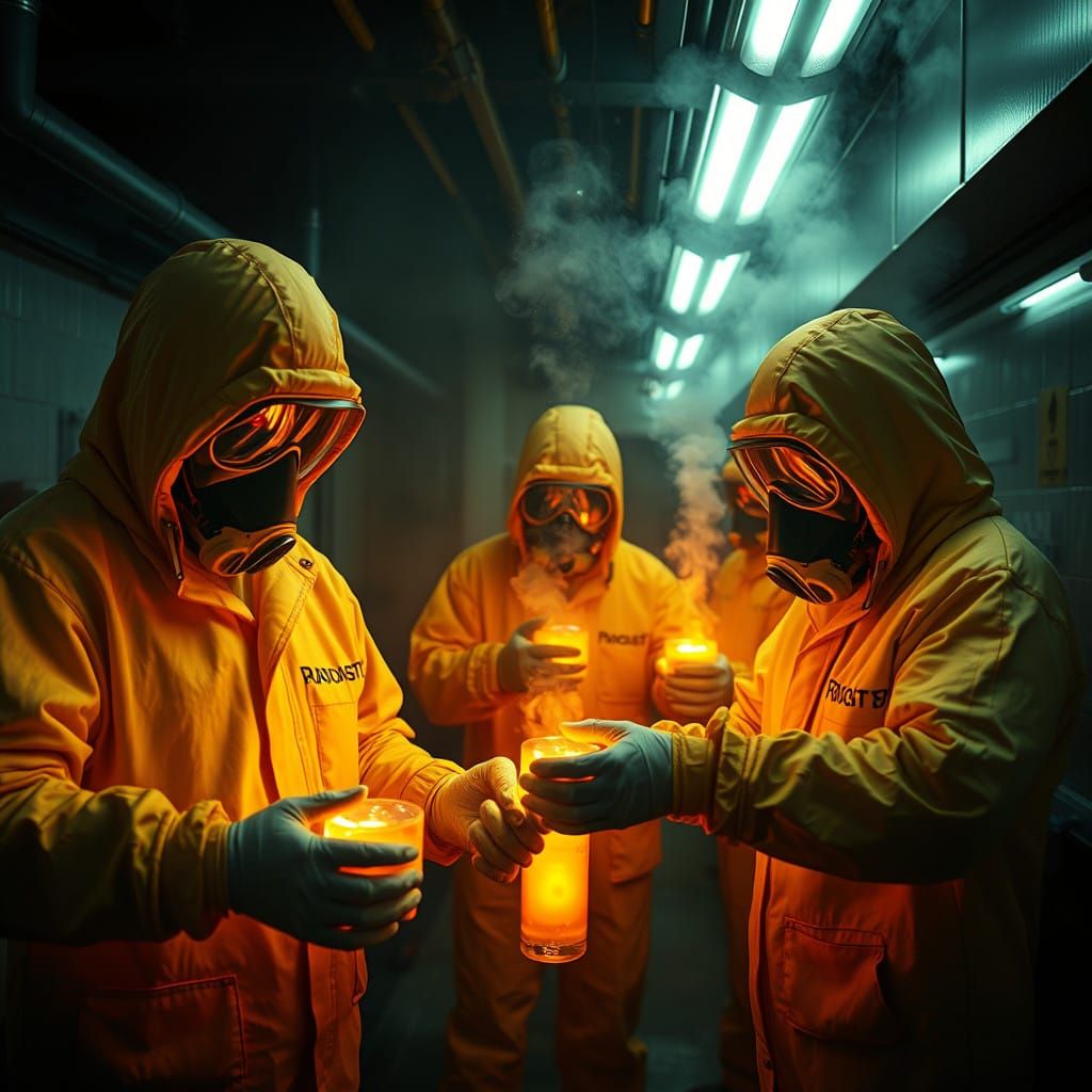 Hazmat Specialists in a Radiant Industrial Laborat... - AI Art