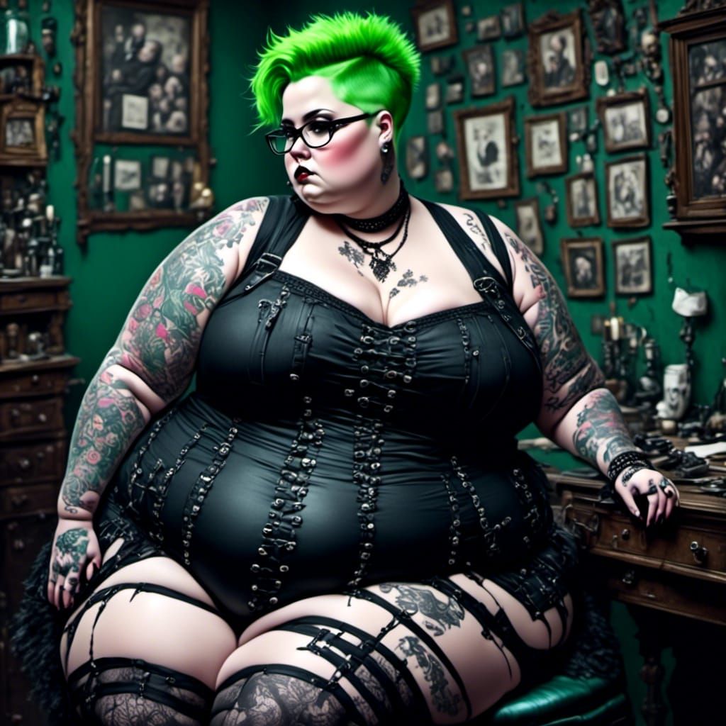 bbw curvy gothic punk - AI Generated Artwork - NightCafe Creator