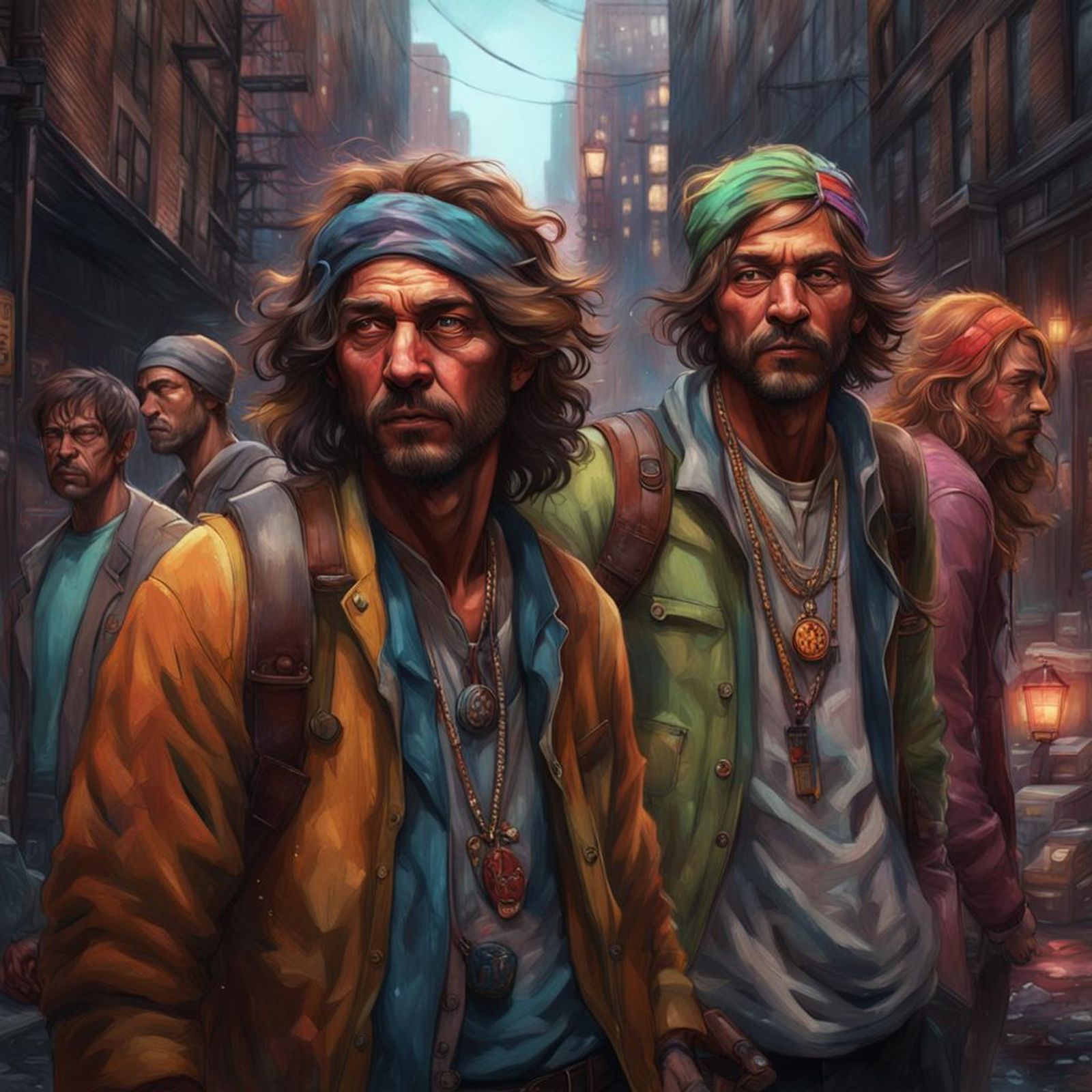 Drugs in a dark alleyway in Newyork city with a bunch of hippies - AI ...