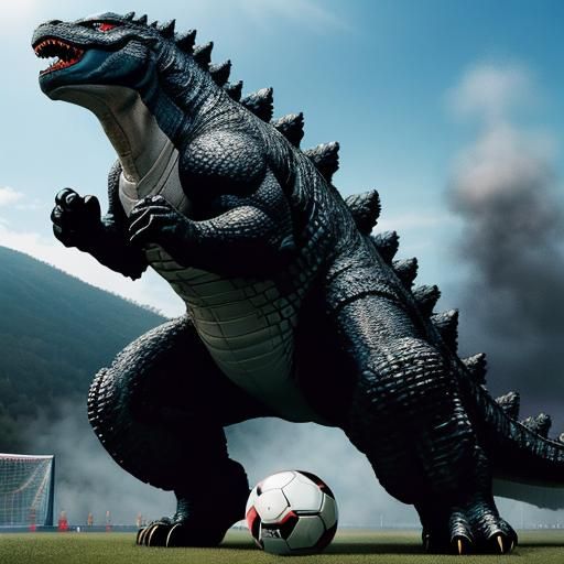 Godzilla the soccer god - AI Generated Artwork - NightCafe Creator