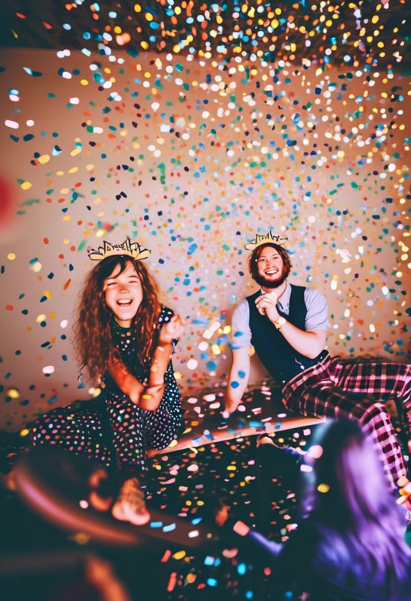 Party for hipsters - Retro Hipsters Celebrate with Confetti...