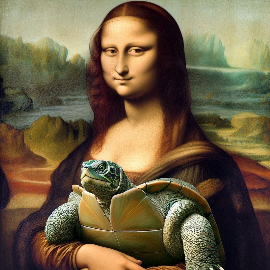 Mona Lisa with a turtle - AI Generated Artwork - NightCafe Creator